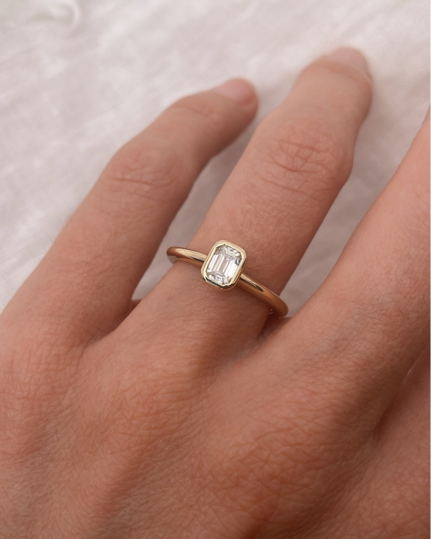 0.4ct Emerald cut Diamond Fine Solitaire Ring | RUUSK jewellery