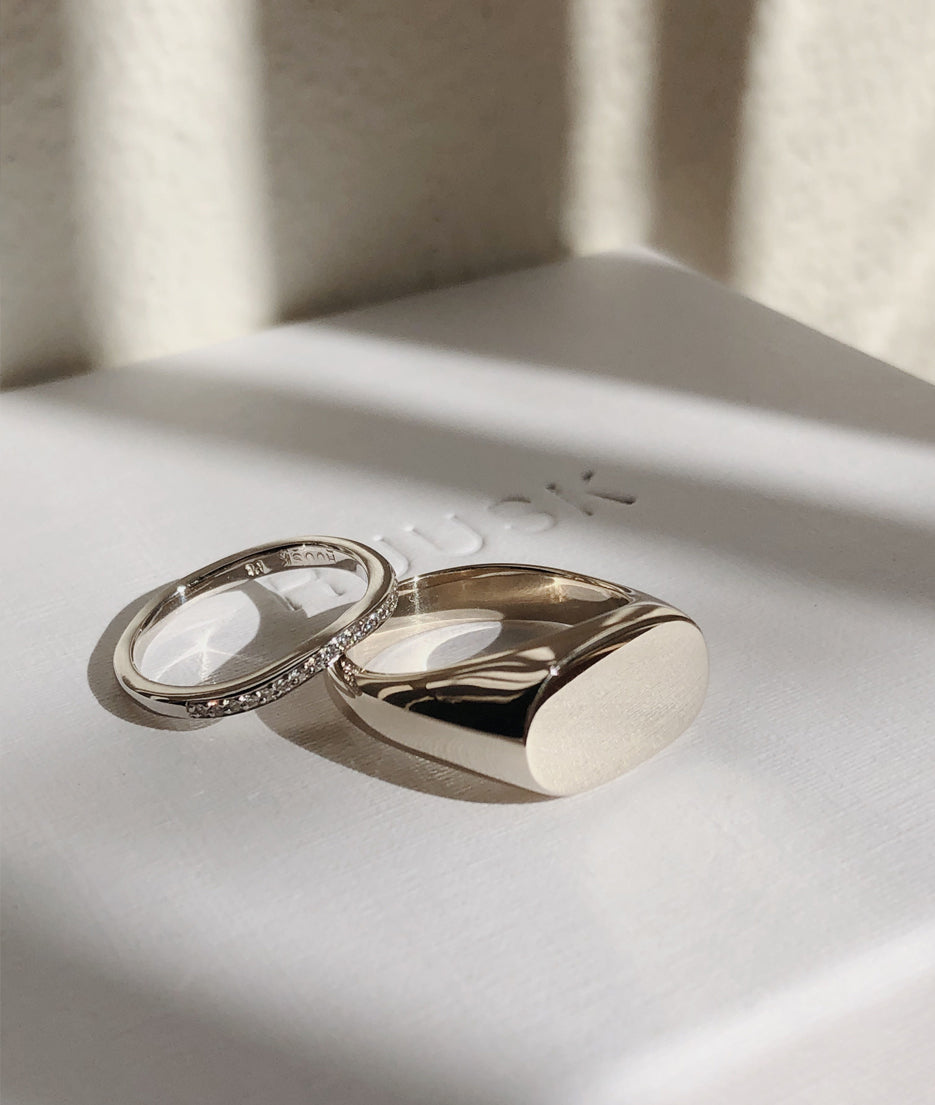 Womens hand carved large oval signet ring | RUUSK jewellery