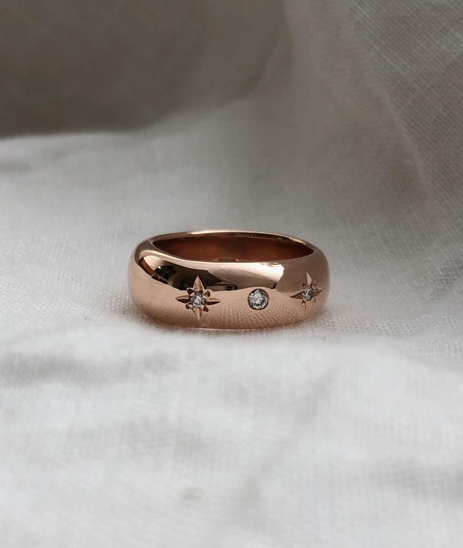 Handcarved solid Gold New Moon ring | RUUSK jewellery