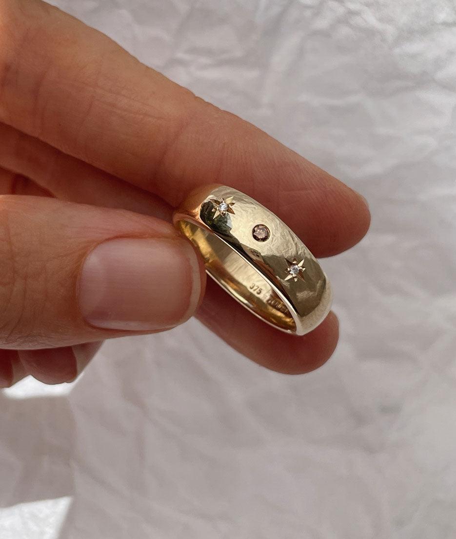 Handcarved solid Gold New Moon ring | RUUSK jewellery