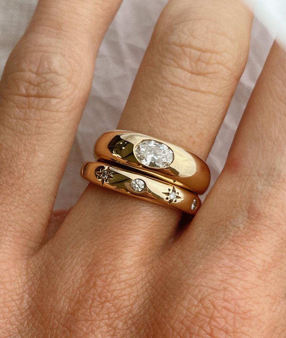 Oval Diamond Wide Organic ring | RUUSK jewellery